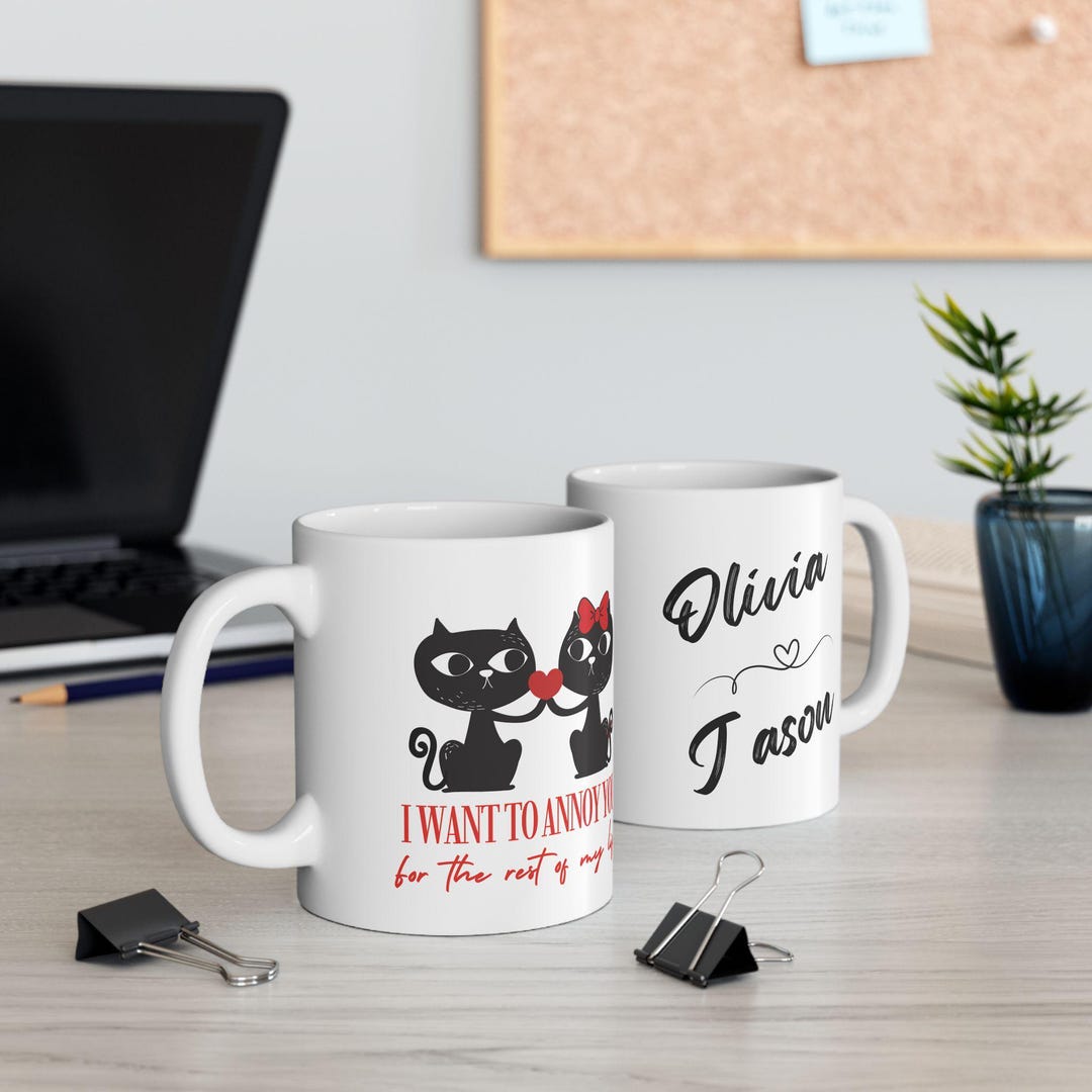 Personalized Couple Mug Set, Cat Couple Mug, "i Want to Annoy You" Mugs ...