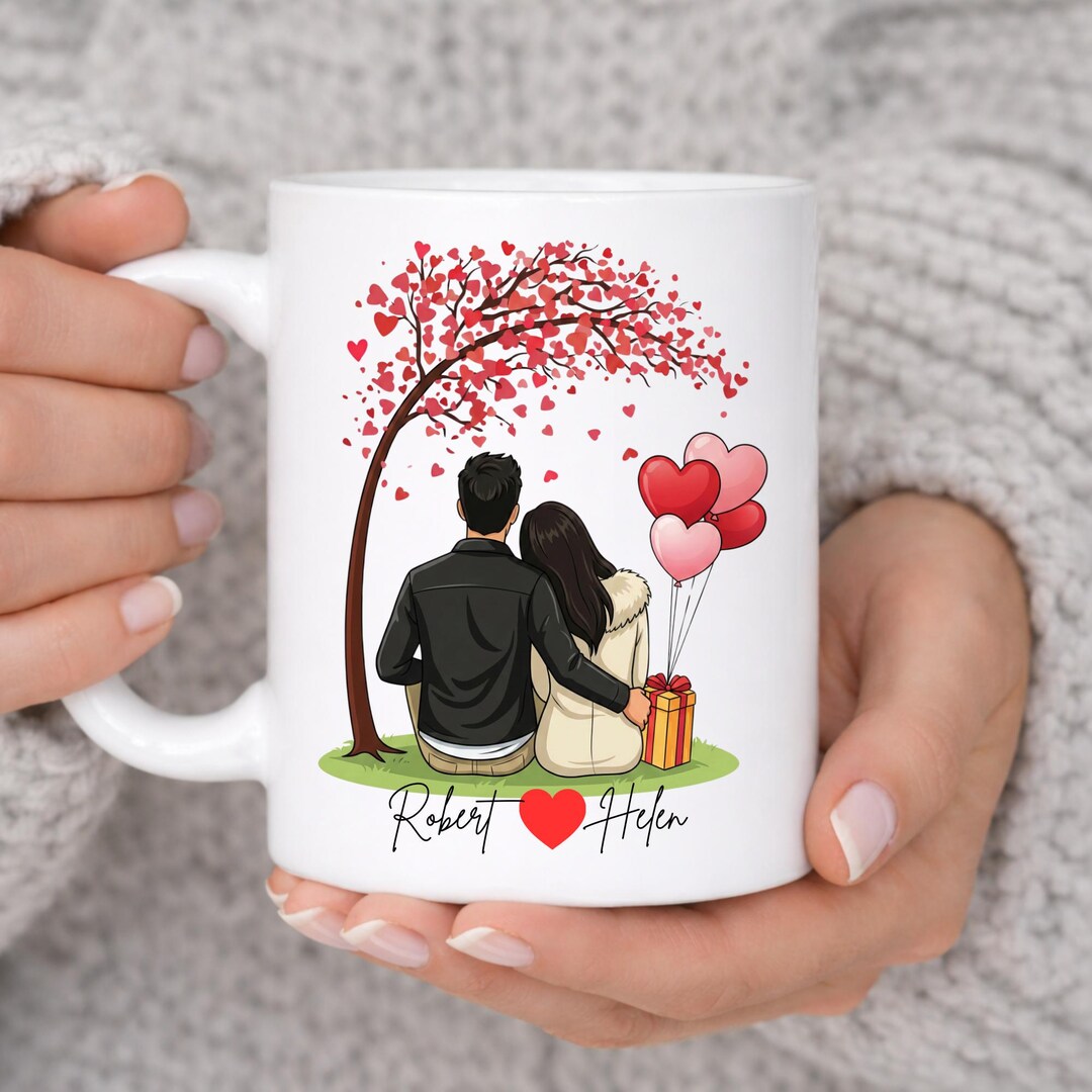 Personalized Couple Mug, Custom Name Valentine Mug, Romantic Couple ...