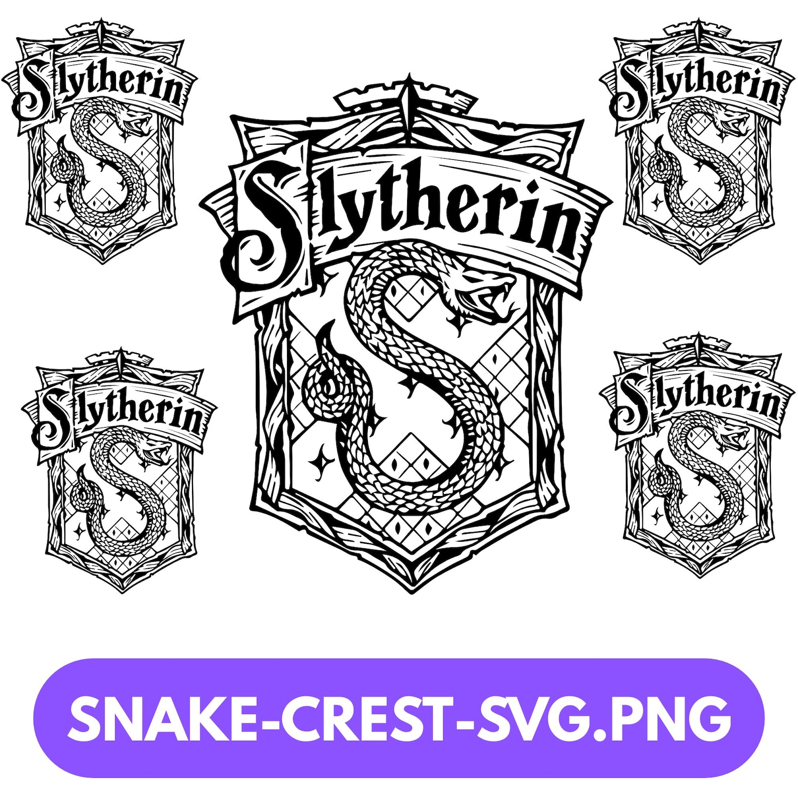 Snake Crest SVG | Slytherin Emblem, Shield Decoration (digital Design ...