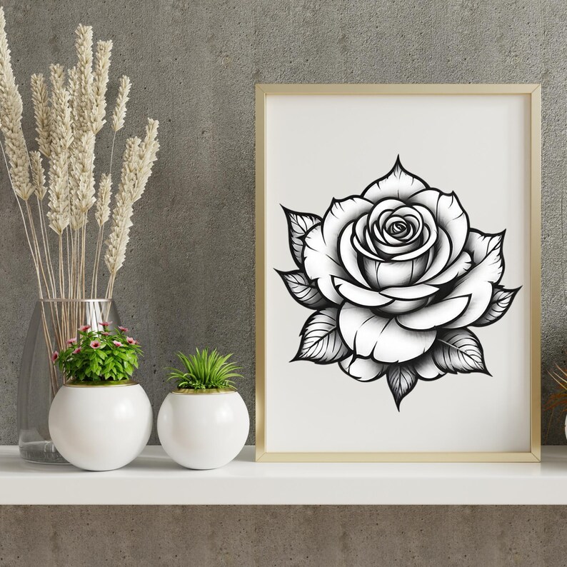 Rose SVG Cut Files | Rose Outline SVG and PNG | Half Rose Vector ...