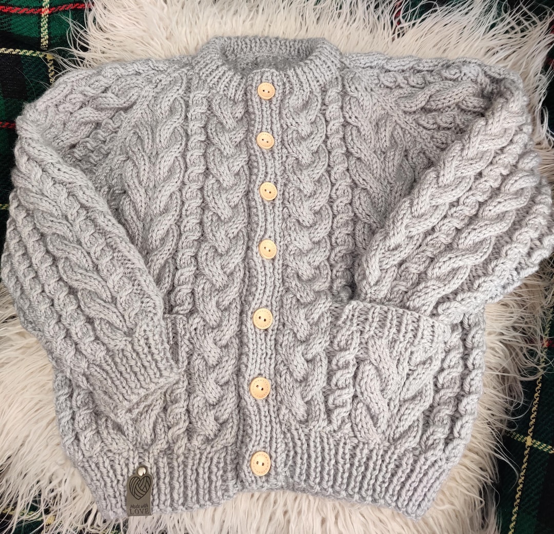 Toddler Child Baby Aran Cardigan Jumper Jacket Sweater 3-4 Years ...