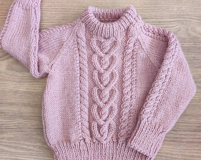 Hand Knitted Child Toddler Jumper Sweater Cardigan Unisex. Aran Jumper ...