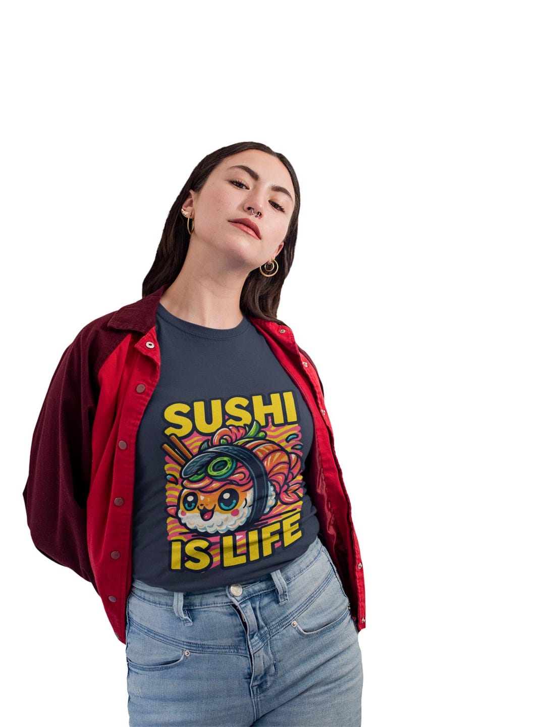 Lifestyle Cotton Shirt: Sushi is Life Graphic Tee - Etsy