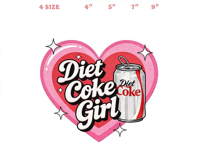 Diet Coke Girl Heart Embroidery Design, Retro Soda Valentine Machine ...
