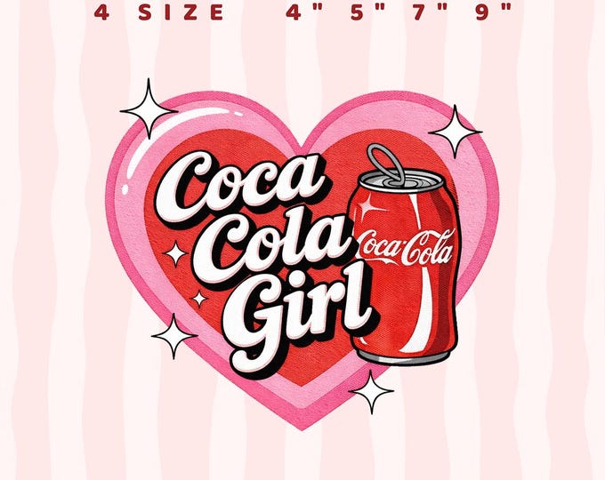 Coca Cola Girl Heart Embroidery Design, Retro Soda Valentine Machine ...