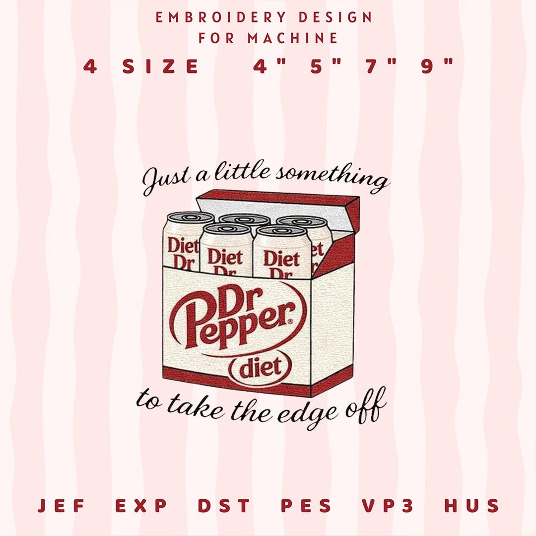 Funny Dr Pepper Can Pack Embroidery Design | Retro Beverage Box Stitch ...