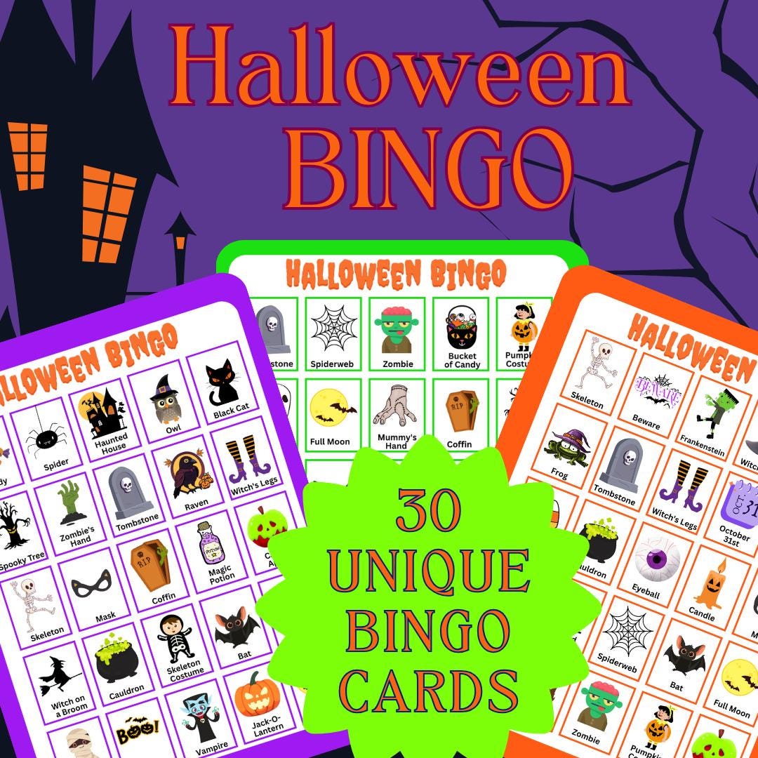 30 Card Halloween BINGO Digital Download - Etsy