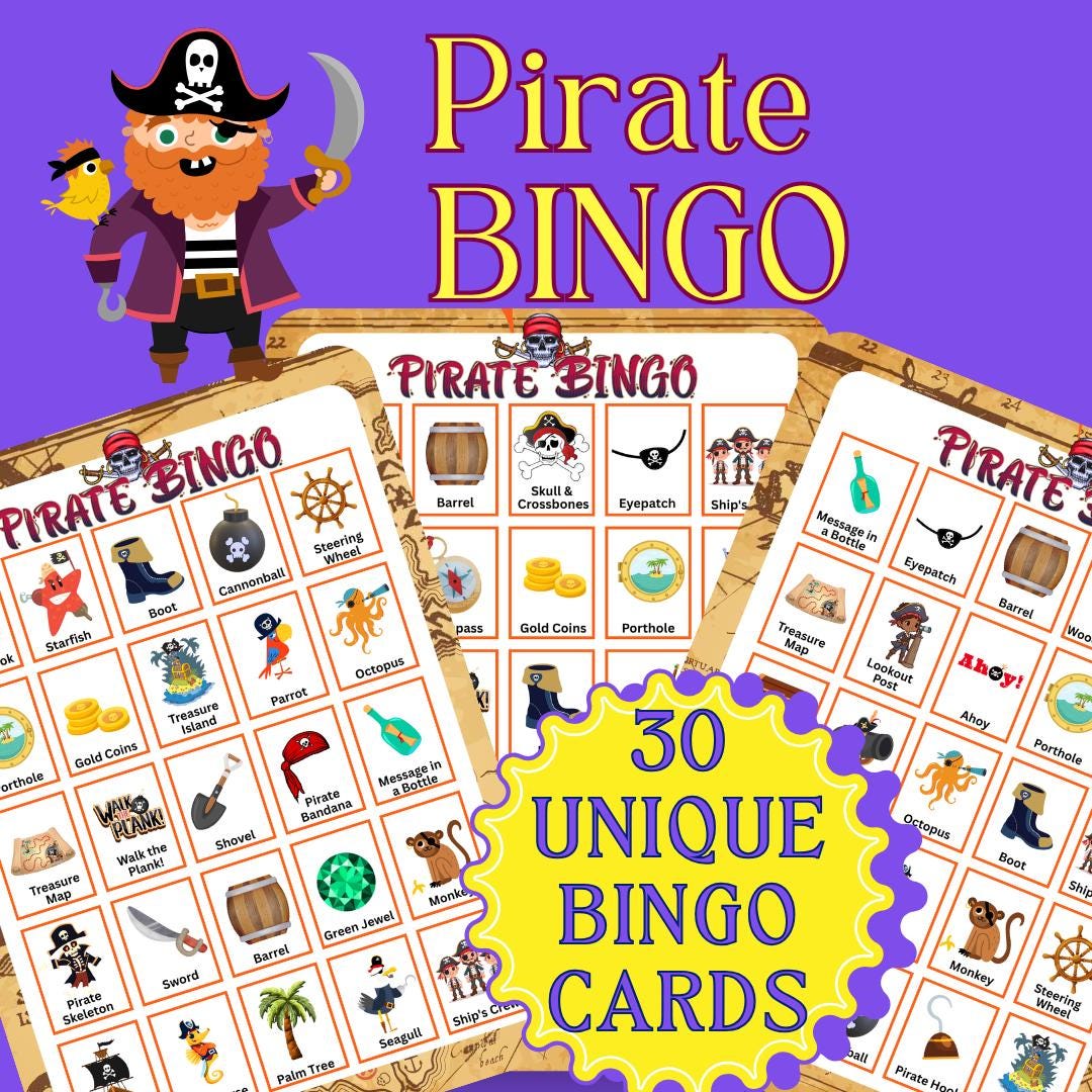 Ahoy! 30 Card Pirate BINGO – Instant Download Party Game for All Ages ...