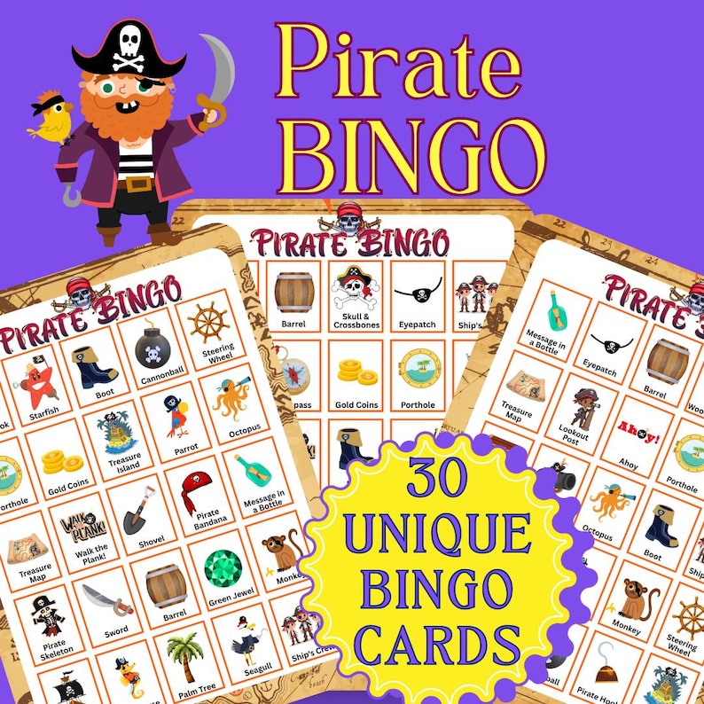 Ahoy! 30 Card Pirate BINGO – Instant Download Party Game for All Ages ...