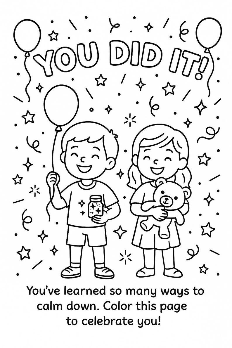 Kids Calming Tools Coloring Book | 32 Printable Pages for Emotions ...