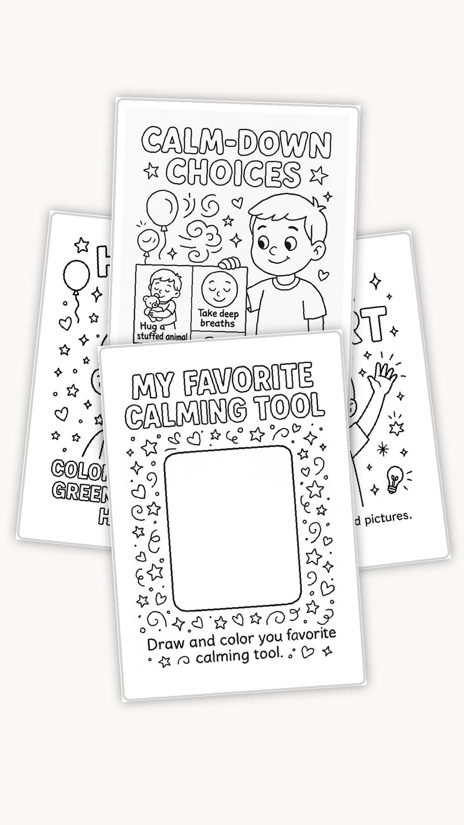Kids Calming Tools Coloring Book | 32 Printable Pages for Emotions ...