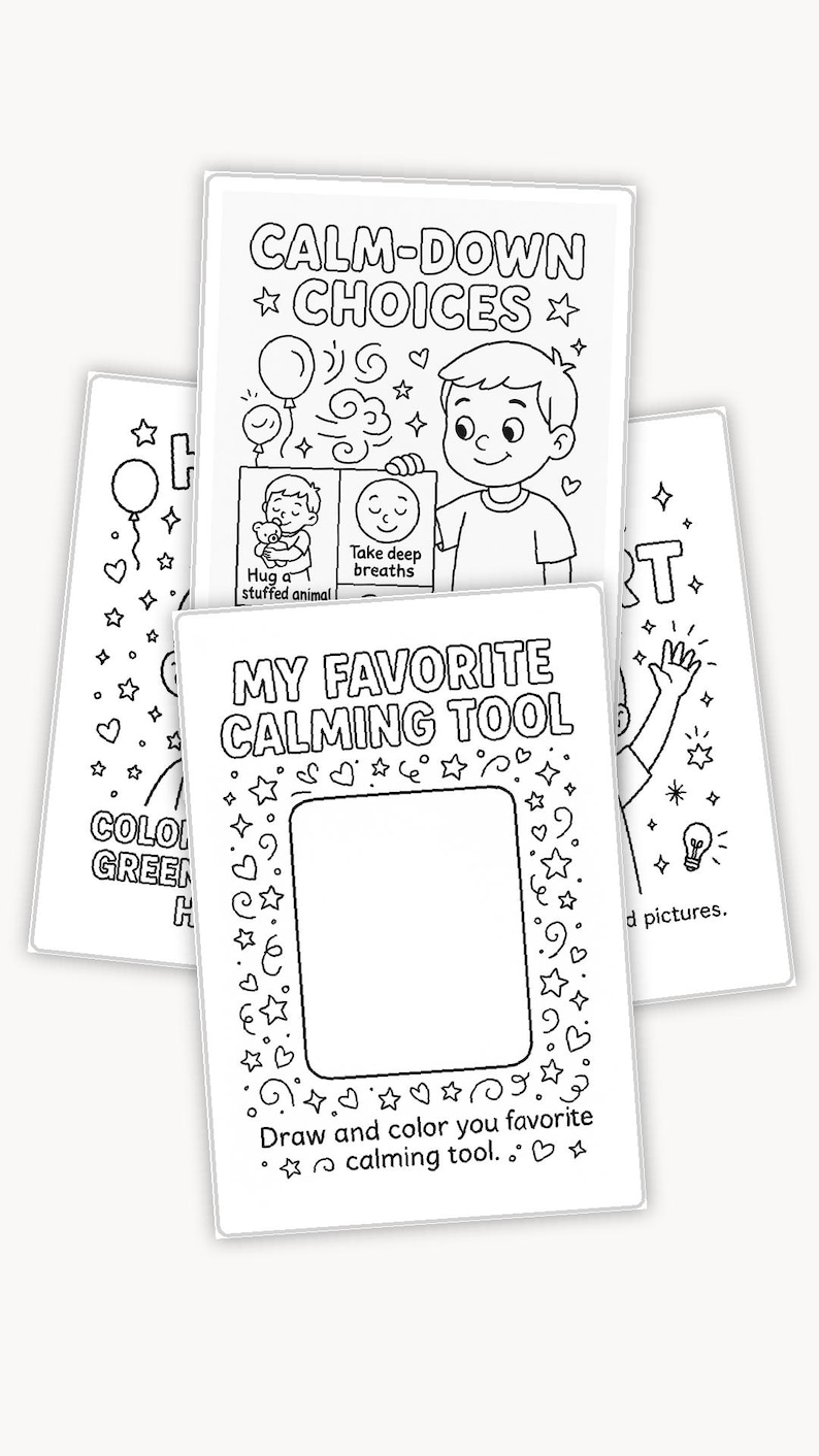 Kids Calming Tools Coloring Book | 32 Printable Pages for Emotions ...