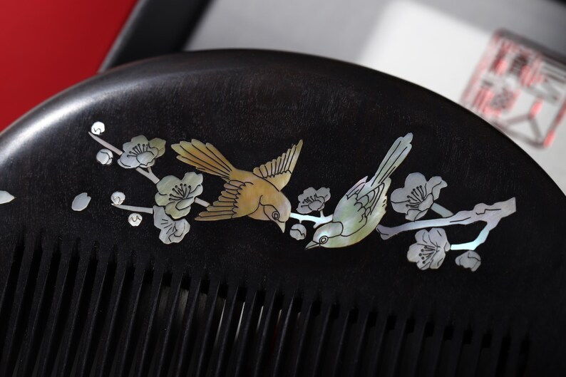 Handmade Ebony Wood Hair Comb With Shell Inlay Bridal Shower Christmas ...