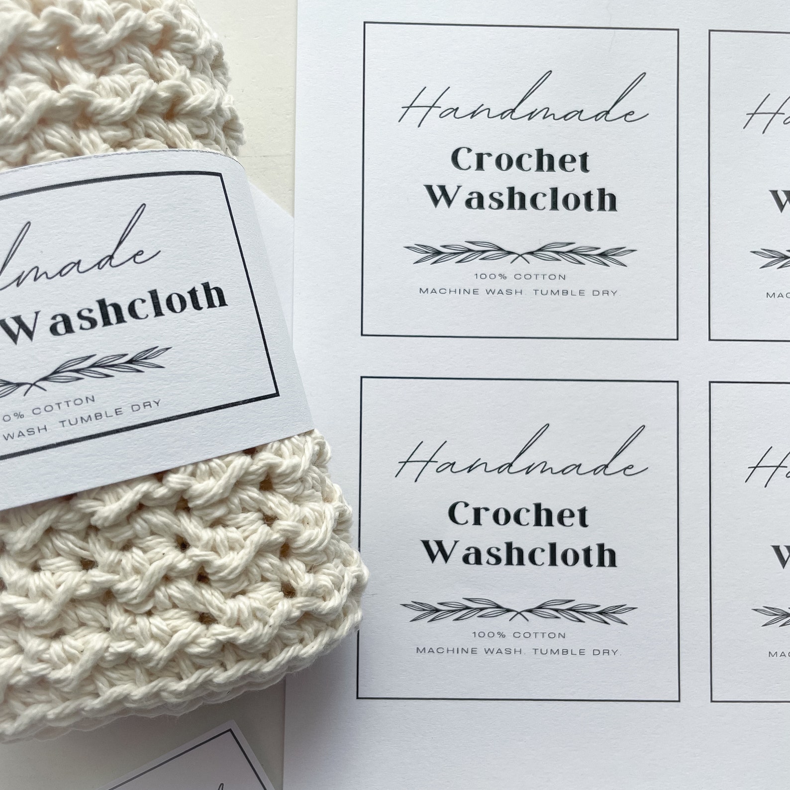PRINTABLE Crochet Washcloth Wrap Labels - Etsy