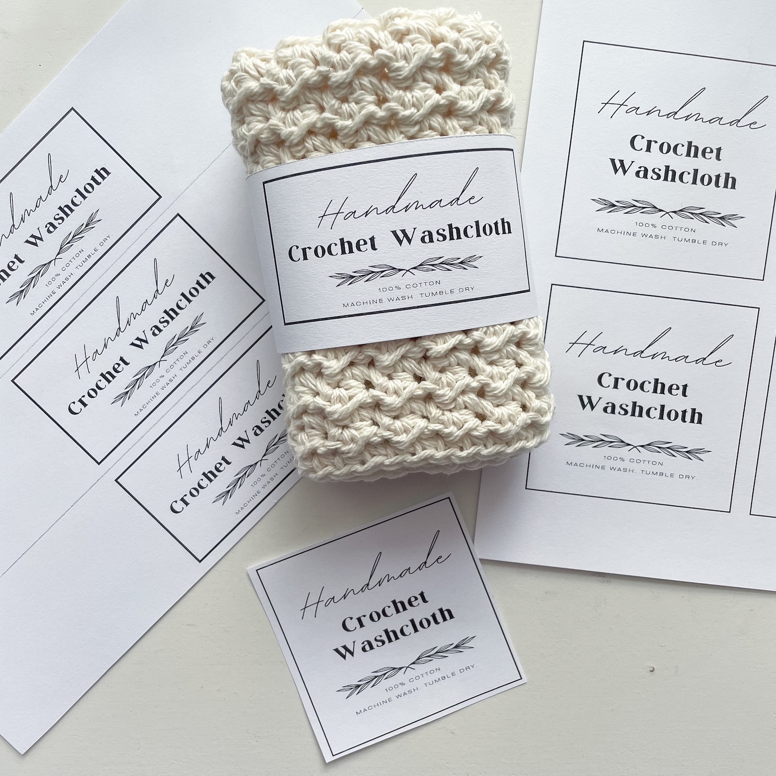 PRINTABLE Crochet Washcloth Wrap Labels - Etsy