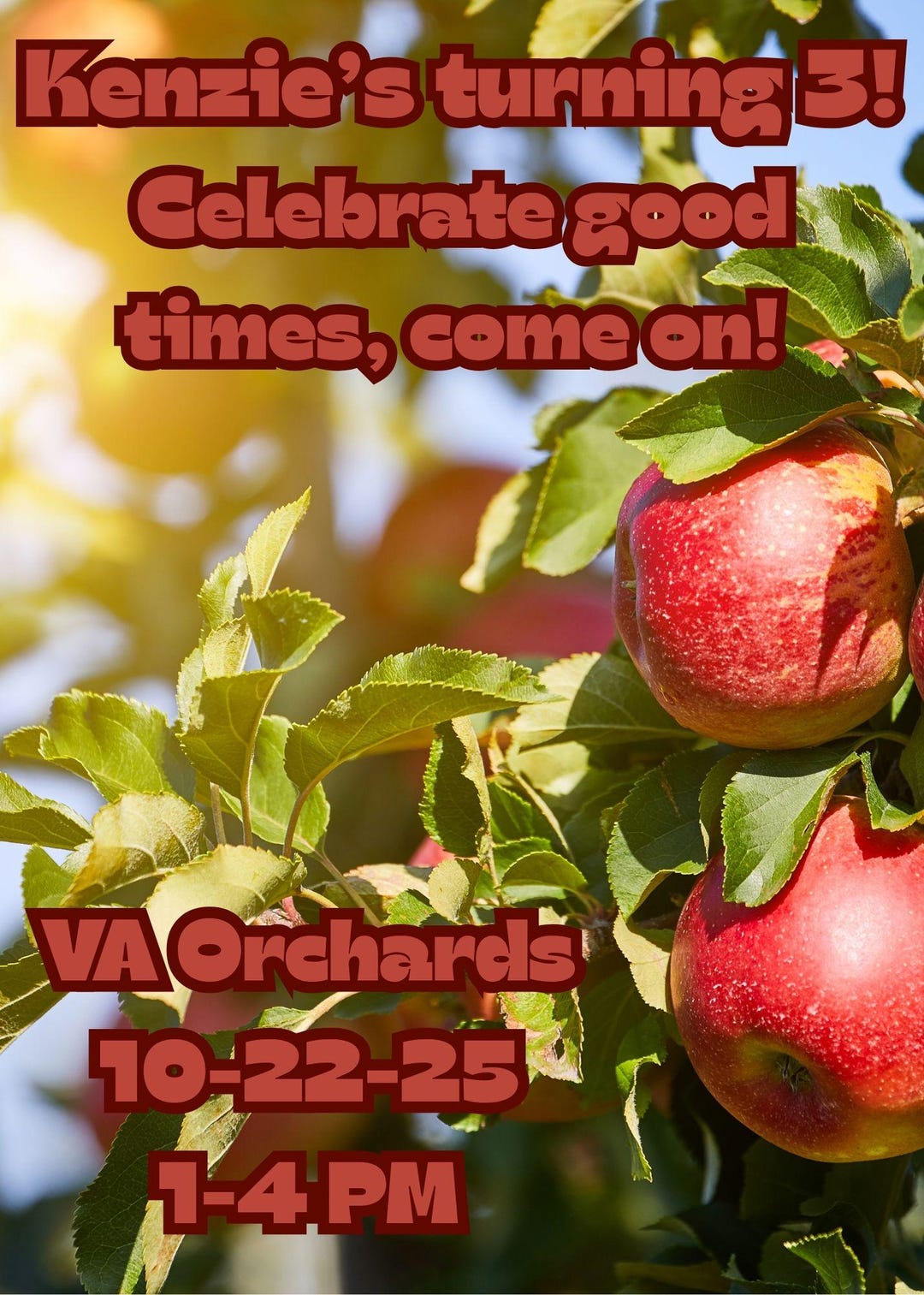 Editable, Digital Apple Orchard Birthday Theme Invite - Etsy