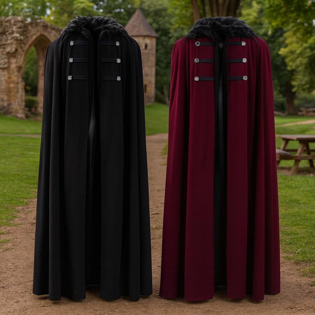 Medieval Hooded Cloak With Fur Trim | Winter Fantasy Renaissance ...