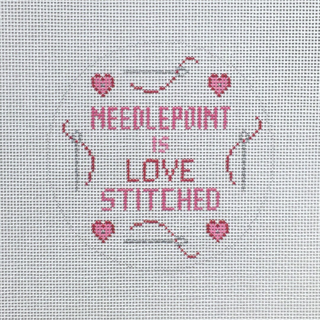 Hand Painted Needlepoint is Love Canvas by Mypinksugarlife - Etsy