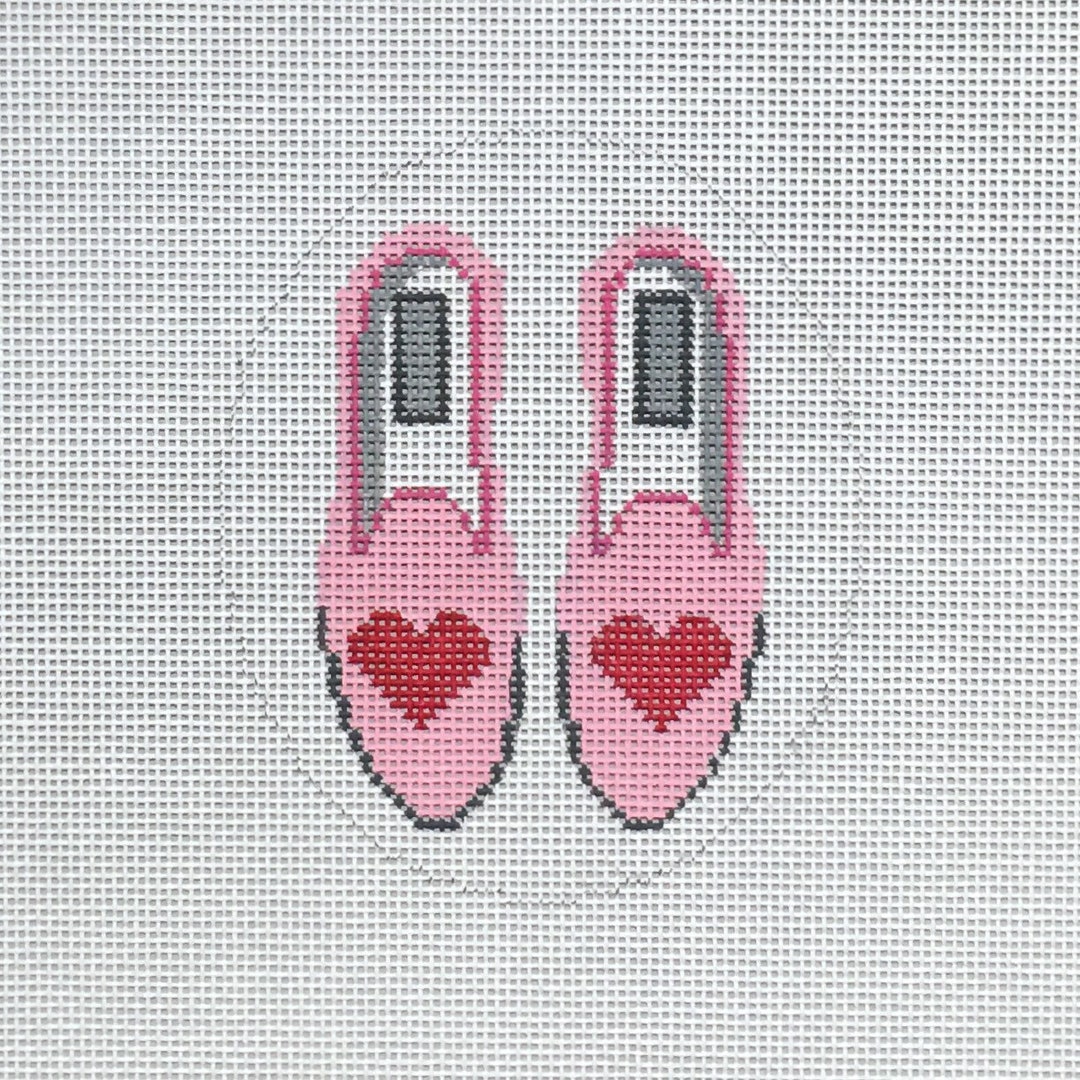 Hand Painted Heart Needlepoint Shoes Needlepoint Canvas by ...