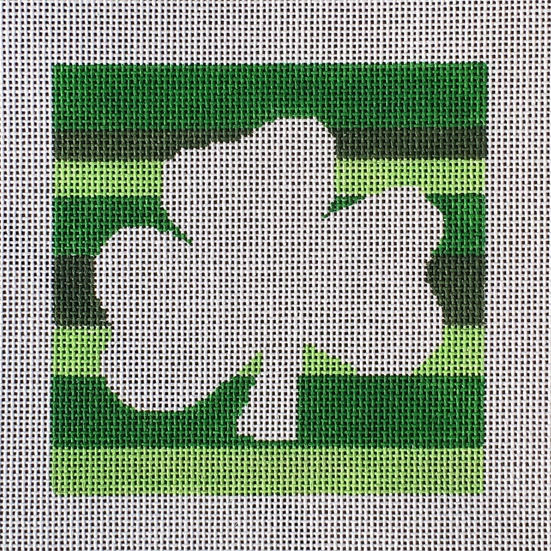 Hand Painted Shamrock Striped 4" X 4" Ornament Needlepoint Canvas by ...