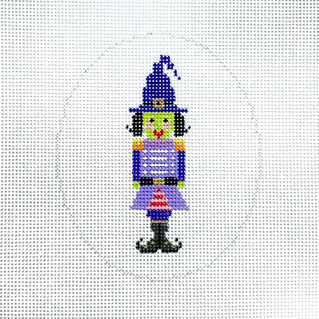 Hand Painted Witch Mini Nutcracker Needlepoint Canvas by ...