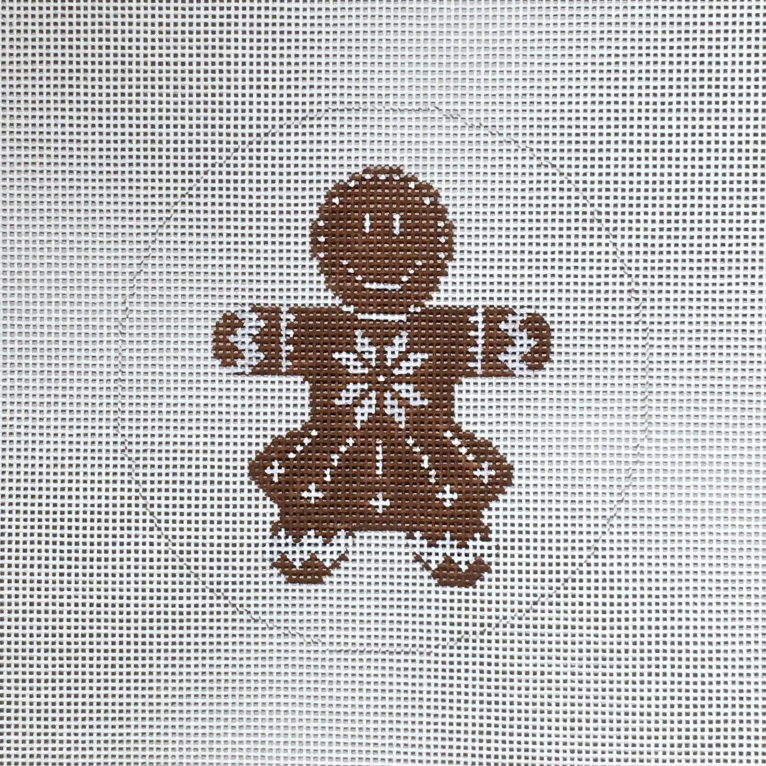 Hand Painted Gingerbread Girl Needlepoint Canvas by Mypinksugarlife - Etsy