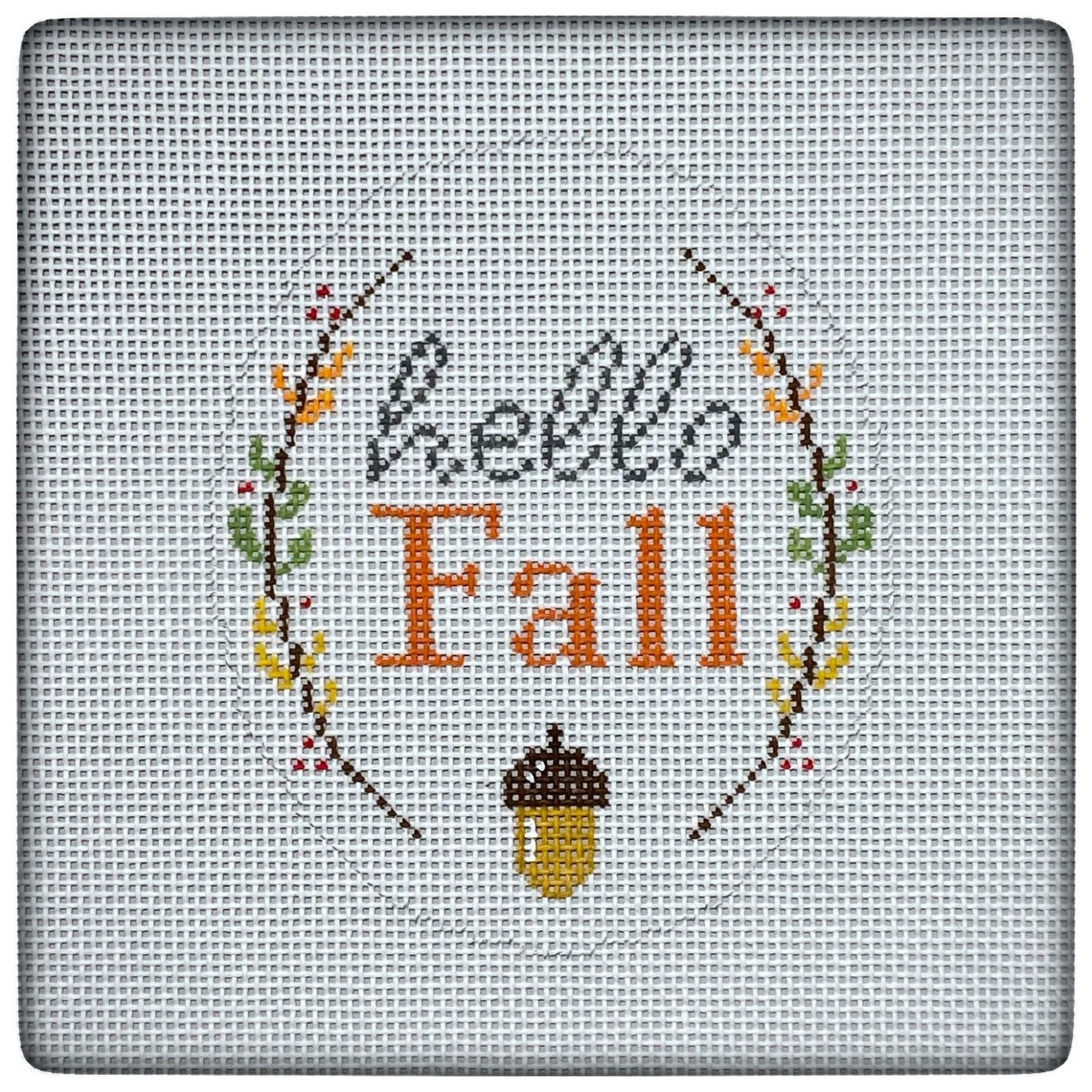 Hand Painted Hello Fall Needlepoint Canvas by MyPinkSugarLife | Etsy