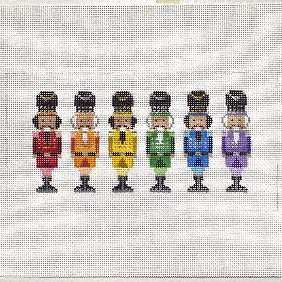 Hand Painted Rainbow Mini Nutcrackers Needlepoint Canvas by ...