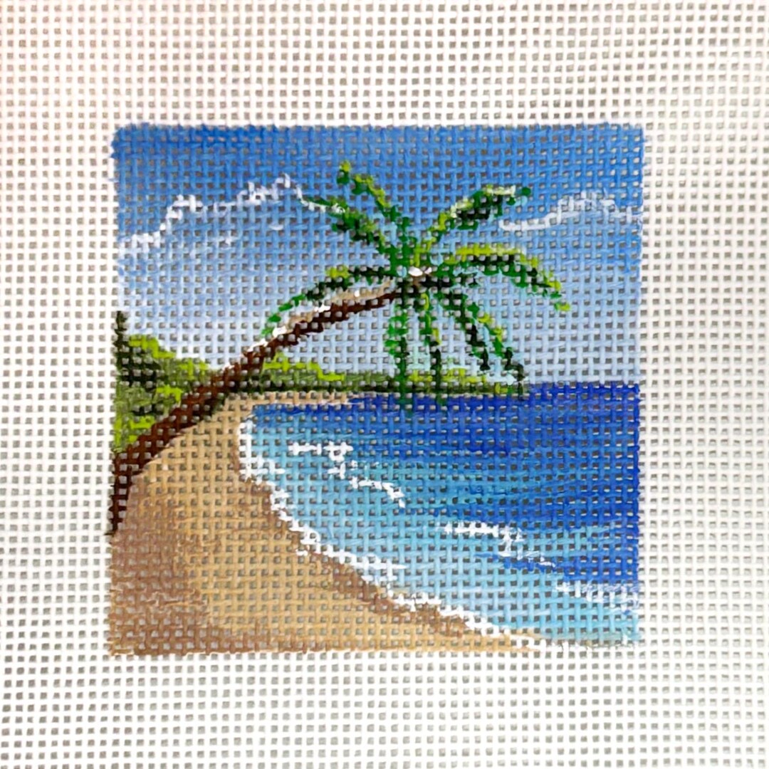 Hand Painted Tropical Beach Needlepoint Canvas by Mypinksugarlife - Etsy
