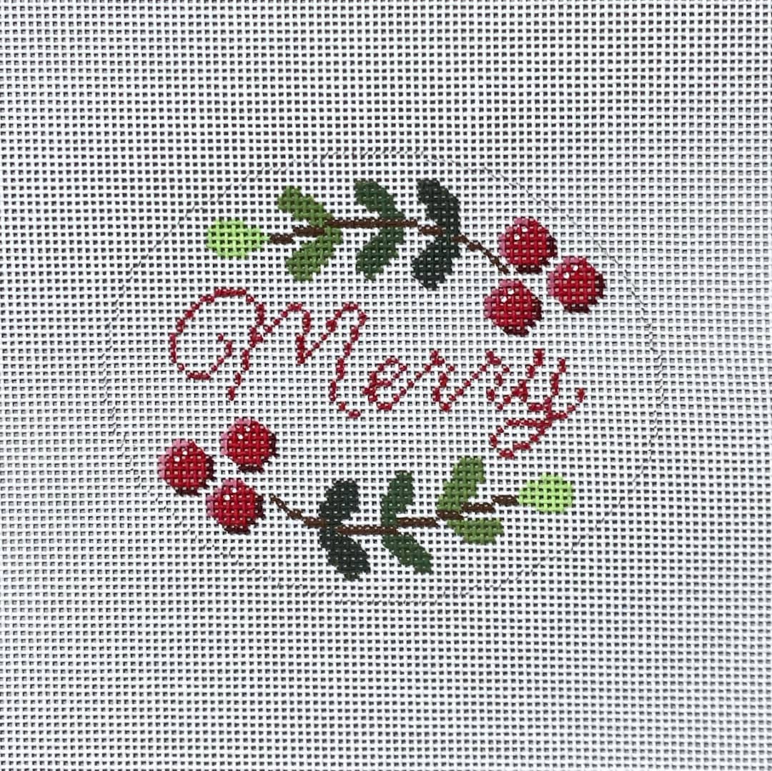 Hand Painted Merry Needlepoint Canvas by Mypinksugarlife - Etsy