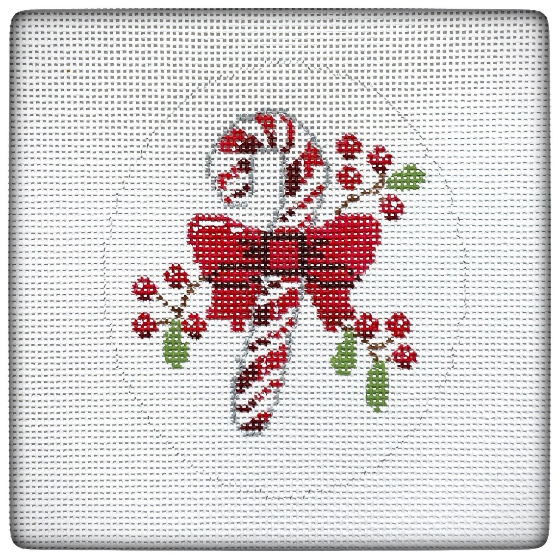 Hand Painted Holiday Candy Cane Needlepoint Canvas by Mypinksugarlife ...