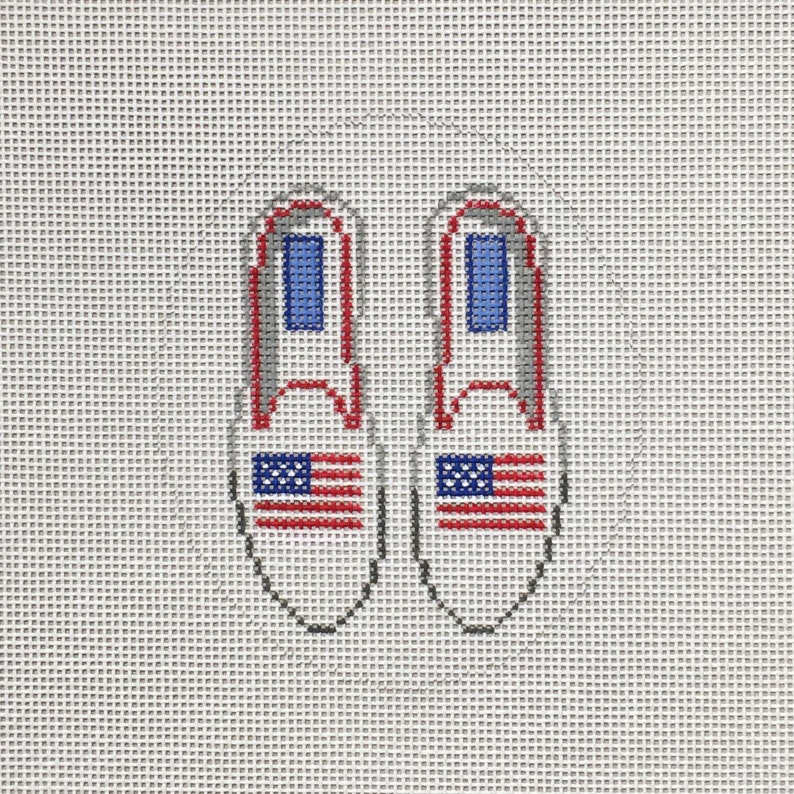 Hand Painted American Flag Shoes Needlepoint Canvas by - Etsy