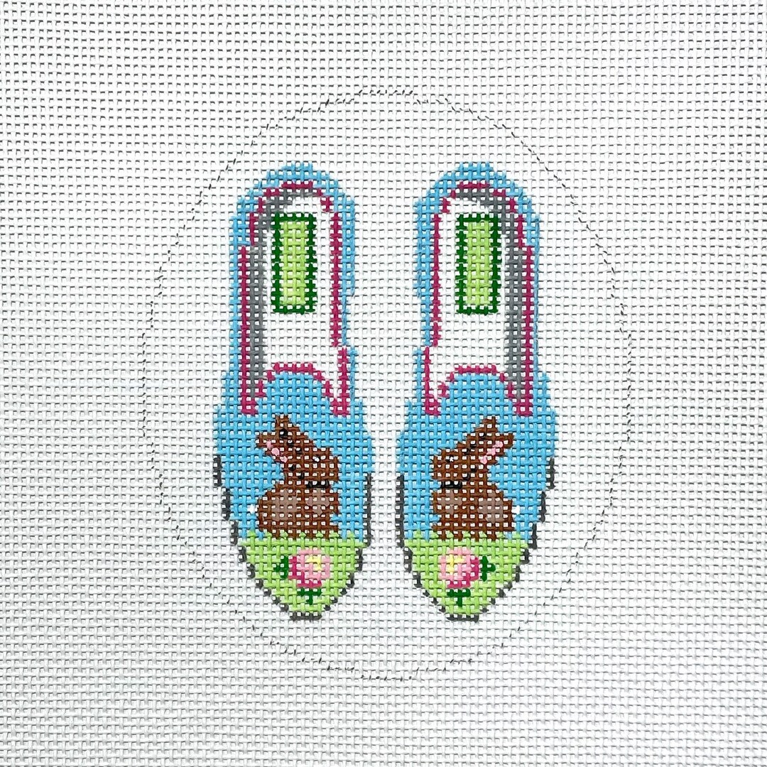 Hand Painted Chocolate Bunny Shoes Needlepoint Canvas by ...