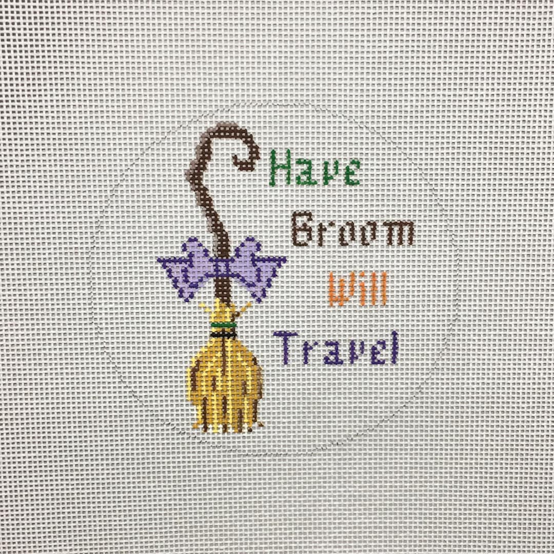 Hand Painted Witch's Broom Needlepoint Canvas by Mypinksugarlife - Etsy