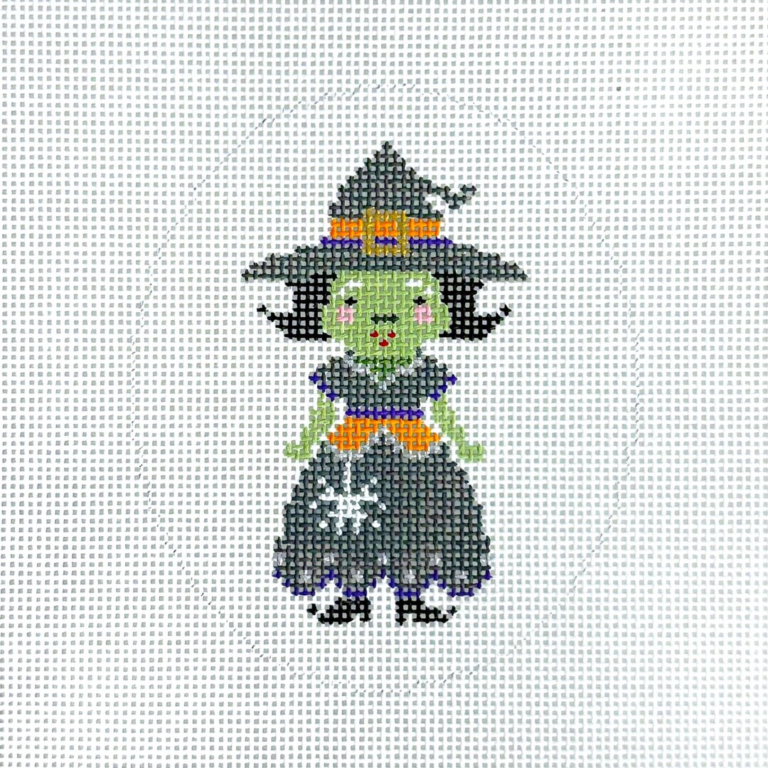 Hand Painted Halloween Witch Needlepoint Canvas by Mypinksugarlife - Etsy