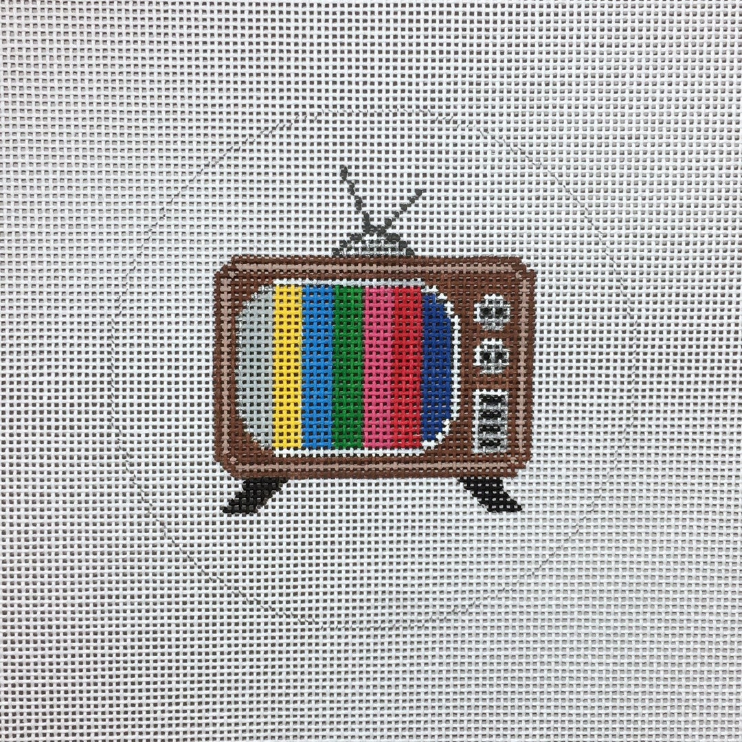 Hand Painted Retro TV Canvas by Mypinksugarlife - Etsy