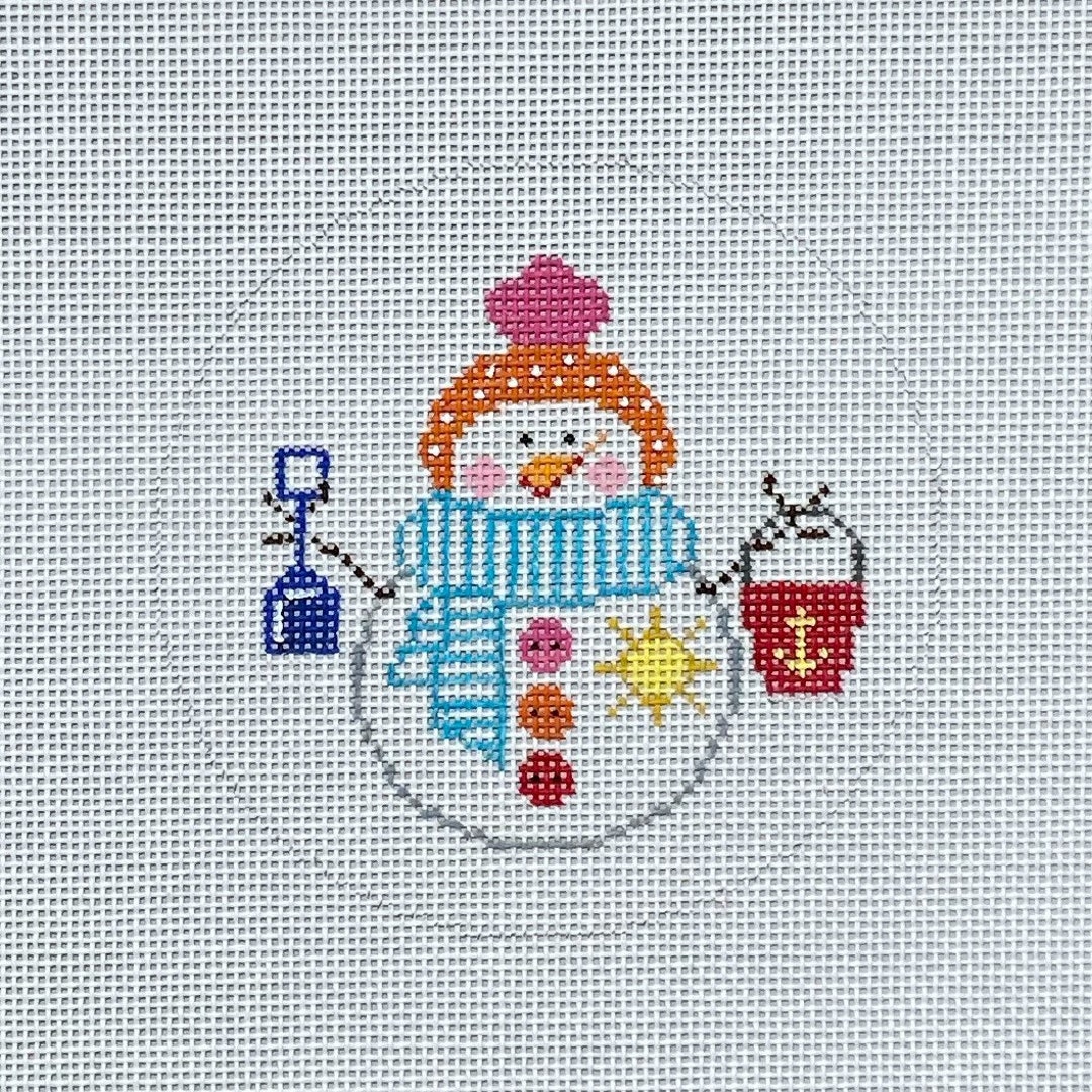 Hand Painted Beach Snowman Needlepoint Canvas by Mypinksugarlife - Etsy