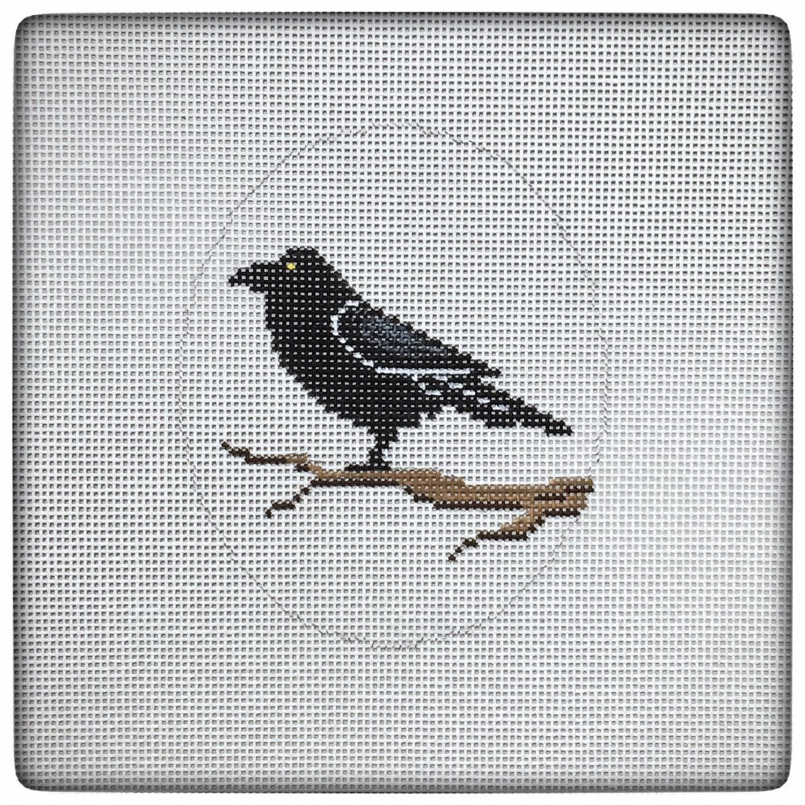 Hand Painted Crow / Raven Needlepoint Canvas by Mypinksugarlife - Etsy