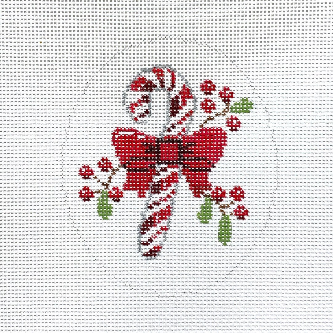 Hand Painted Holiday Candy Cane Needlepoint Canvas by Mypinksugarlife ...