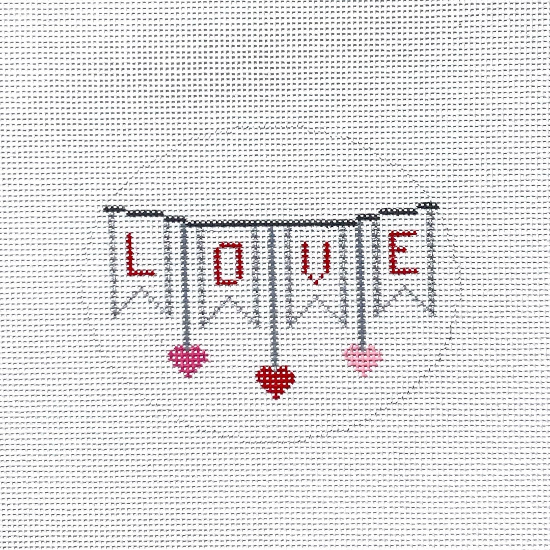 Hand Painted Love Banner Needlepoint Canvas by Mypinksugarlife - Etsy