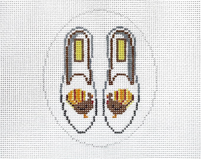 Hand Painted Thanksgiving Turkey Shoes Needlepoint Canvas by ...