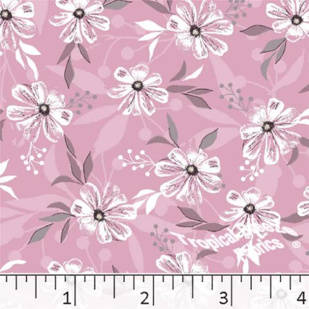 Pink Floral Poly Cotton Fabric - Etsy
