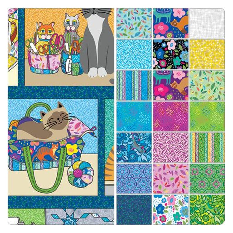 Benartex Cheeto's World Scattered Leaves Quilting Cotton Fabric- Sky ...