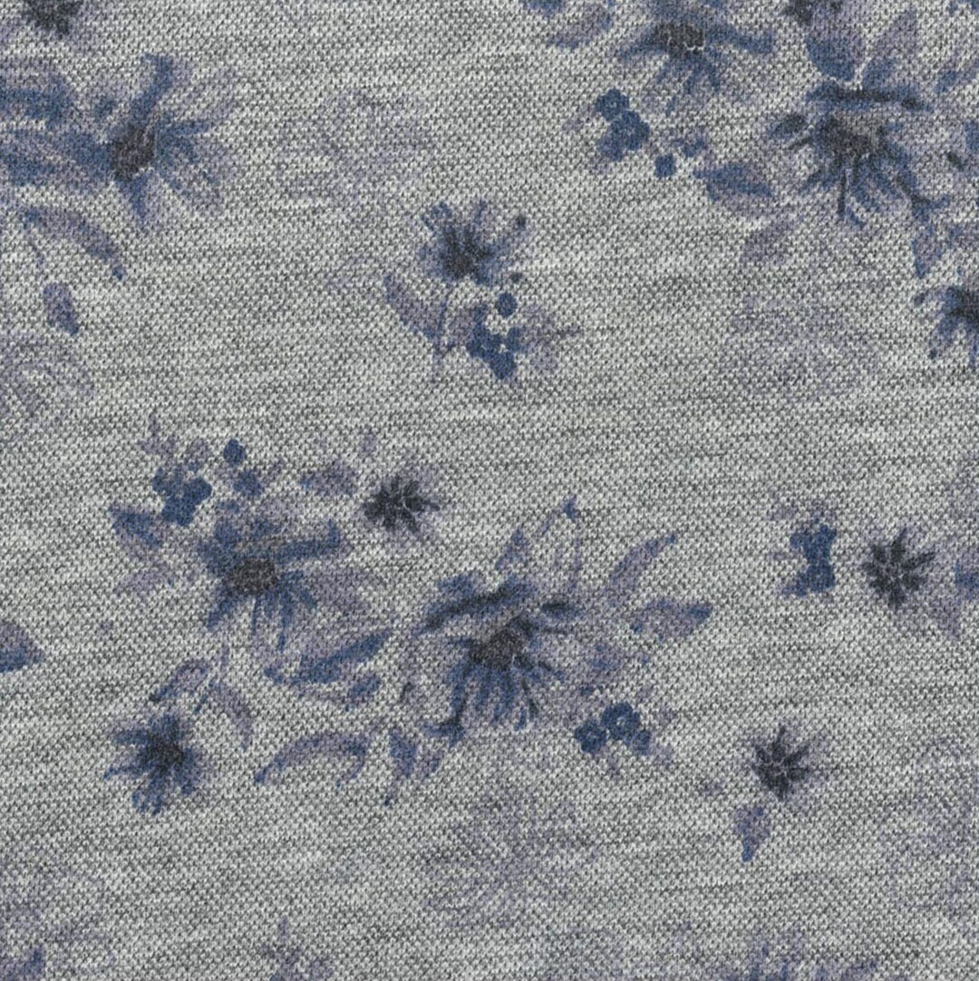 Blue Floral Knit Fabric - Etsy