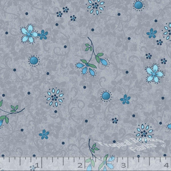 Gray Floral Fabric - Etsy