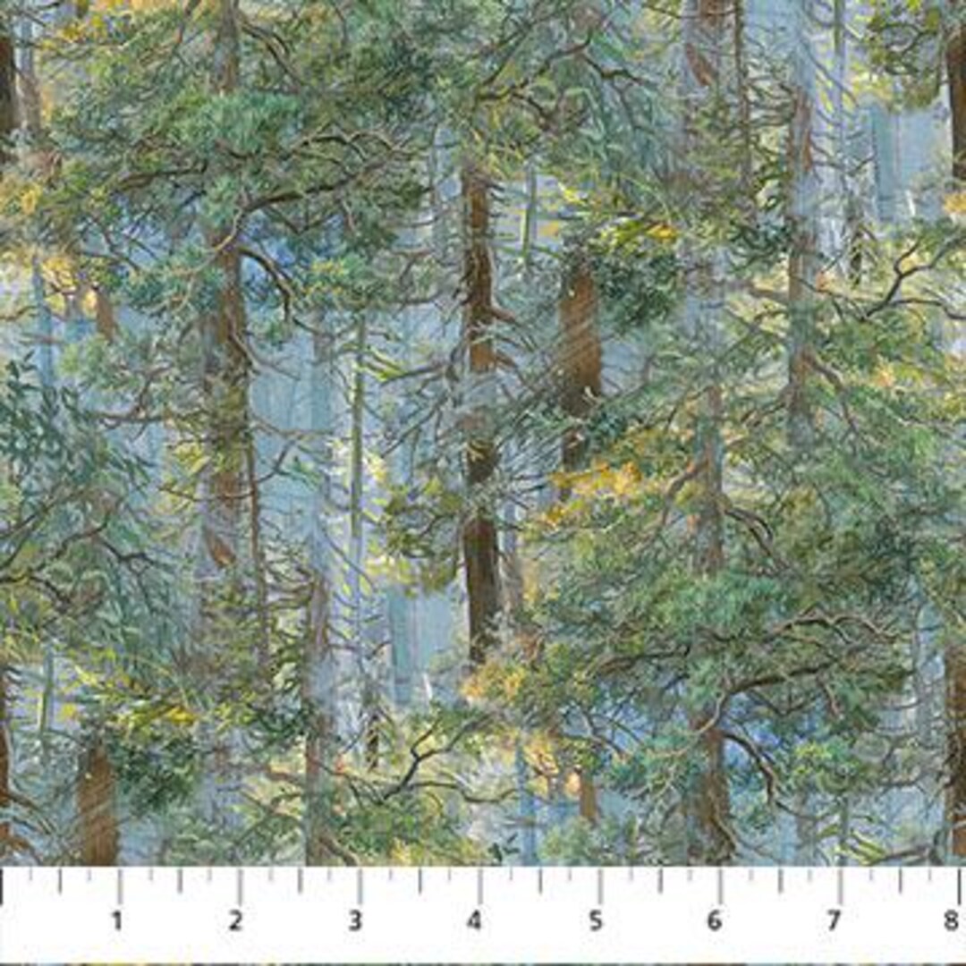 Northcott Bear's Den Trees Quilting Cotton Fabric Light Blue Multi - Etsy