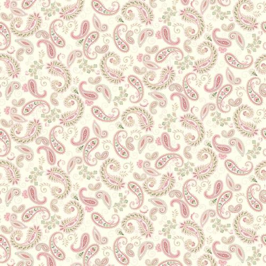 Henry Glass My Victorian Garden Paisleys Quilting Cotton Fabric- Cream ...