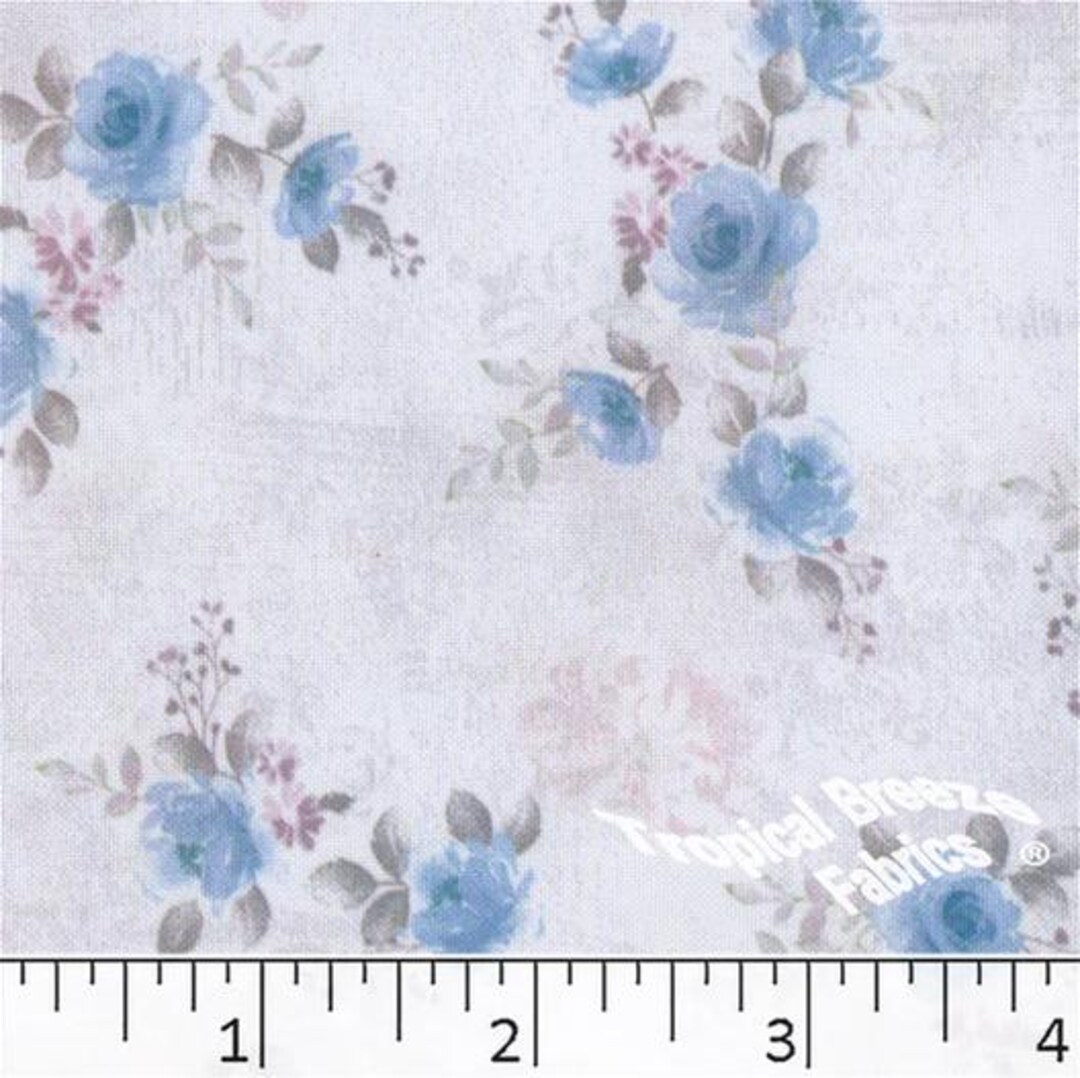 Blue Mist Roses Oxford Polyester Fabric - Etsy