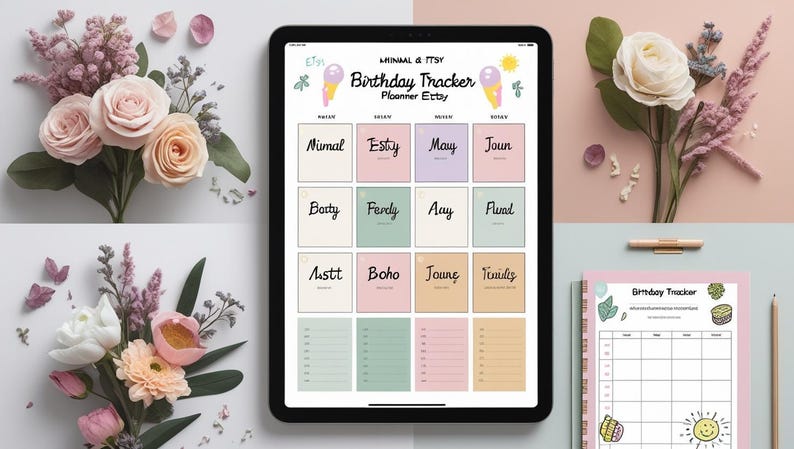 Editable Birthday Tracker & Planner: Downloadable PDF Calendar - Etsy