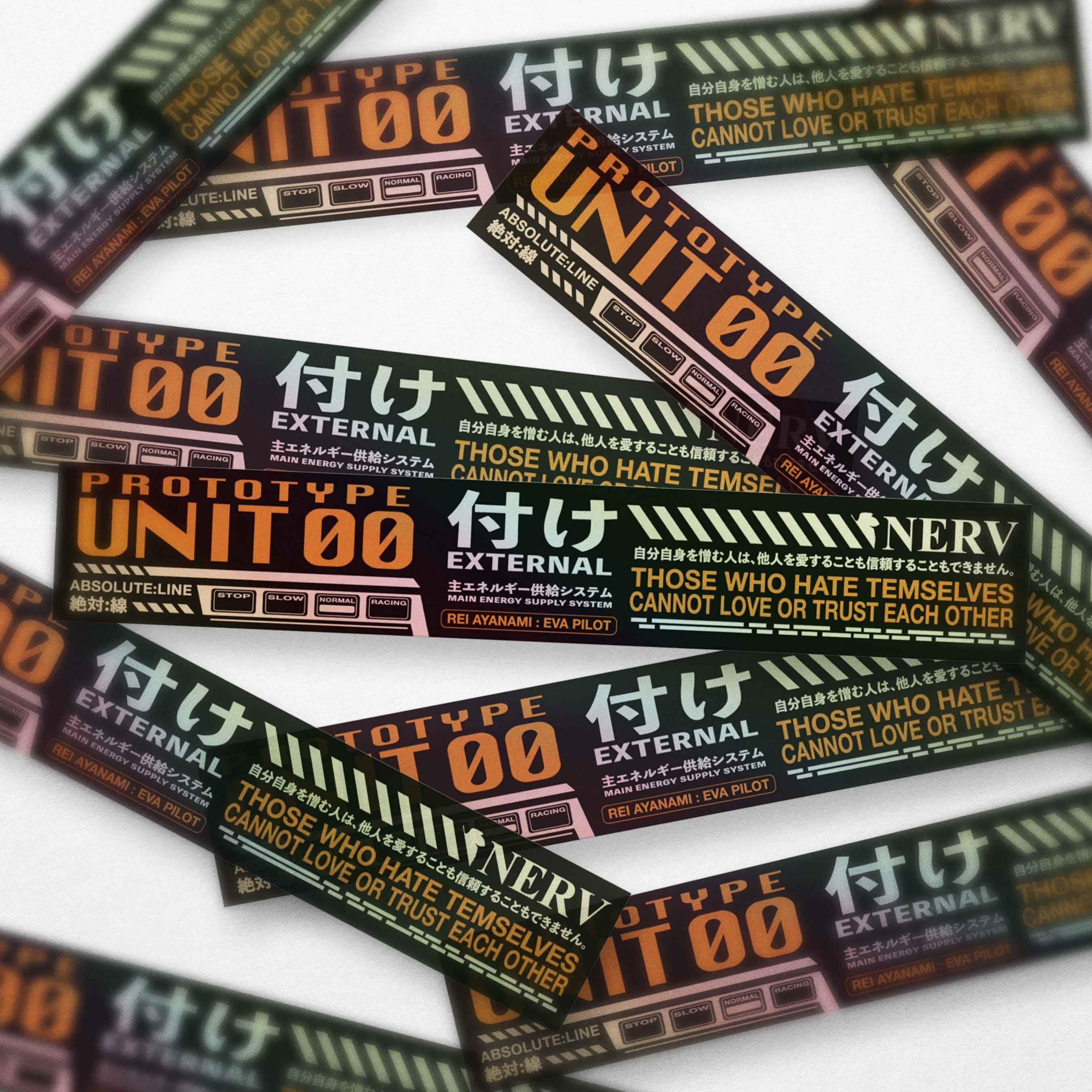 Evangelion Holographic Alert Screen Stickers - Eva Unit 00, 01, and 02 ...